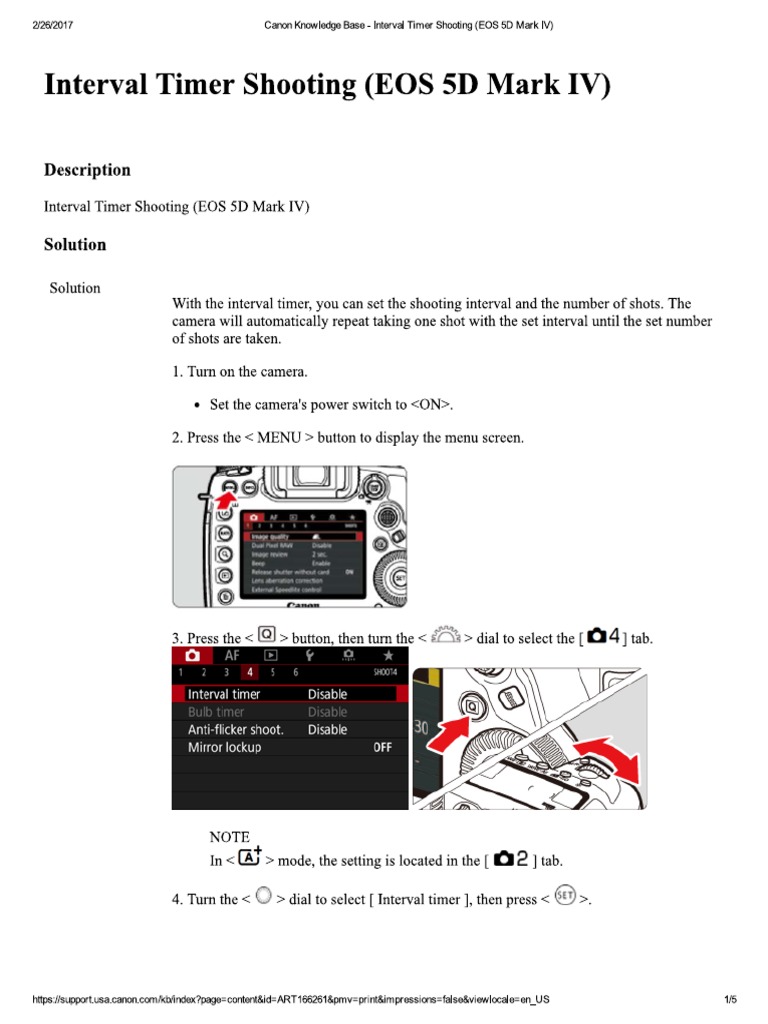Canon Knowledge Base - Interval Timer Shooting (EOS 5D Mark IV) | PDF