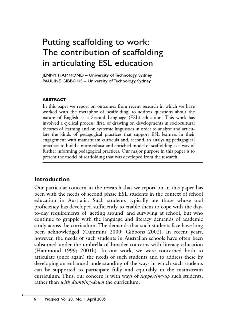 Putting Scaffolding To Work: The Contribution of Scaffolding in ...