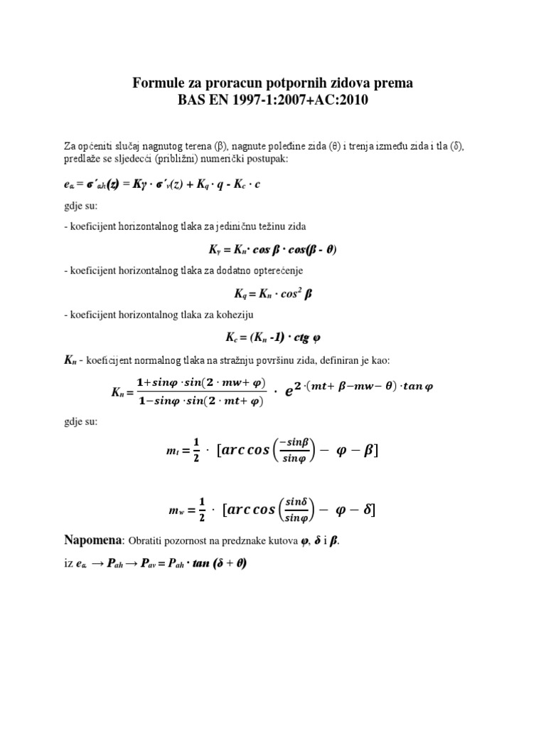Formule-EC7 - Potporni Zidovi | PDF