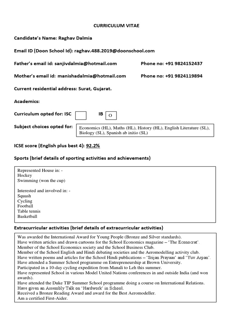 CV-Internship - Raghav Dalmia | PDF | Behavior Modification | Learning
