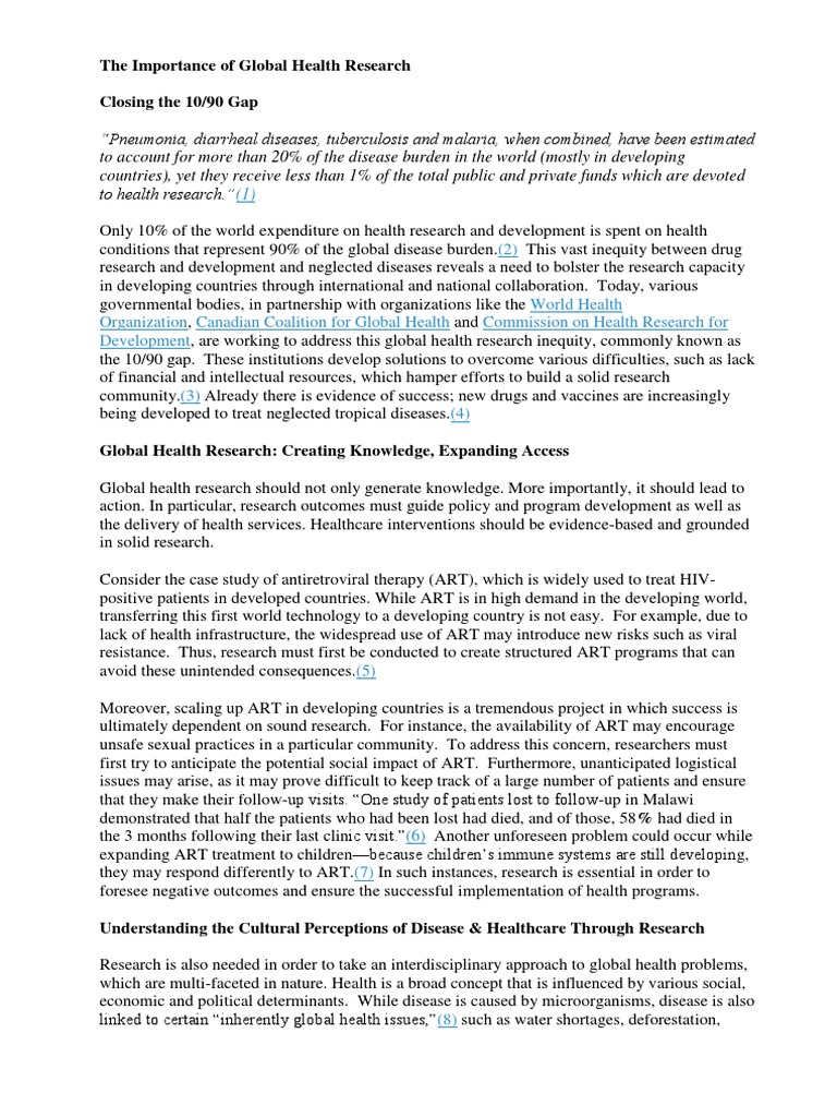 Closing the 10/90 Gap in Global Health | PDF | Global Health | Public ...