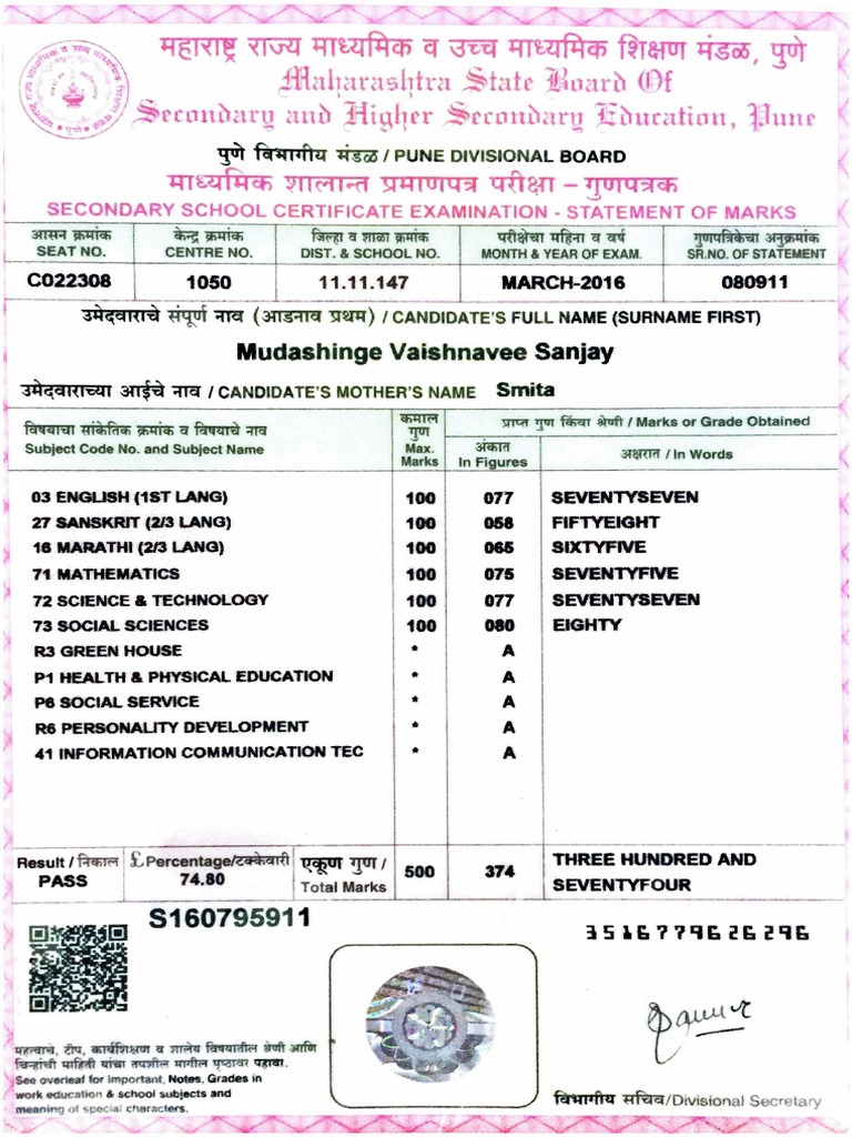 10th Marksheet PDF | PDF | Behavior Modification | Qualifications