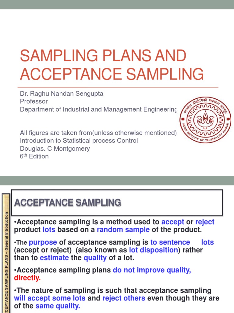 TQM-I - 04 - Sampling Plans and Acceptance Sampling | PDF | Sampling (Statistics) | Scientific ...