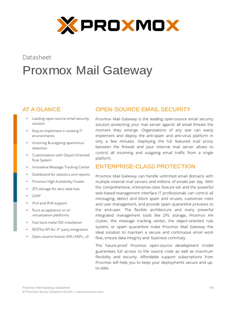 Proxmox Mail Gateway 5.0 Datasheet | PDF | Computer Engineering ... Proxmox Mail Gateway 5.0 Datasheet | PDF | Computer Engineering ...