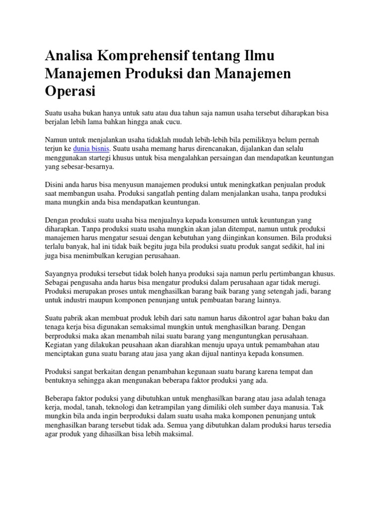 Analisa Komprehensif | PDF