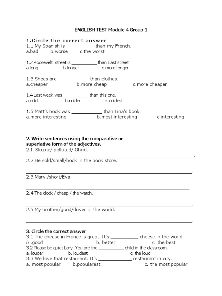 ENGLISH TEST Module 4 Group 1 | PDF | Grammar | Linguistics