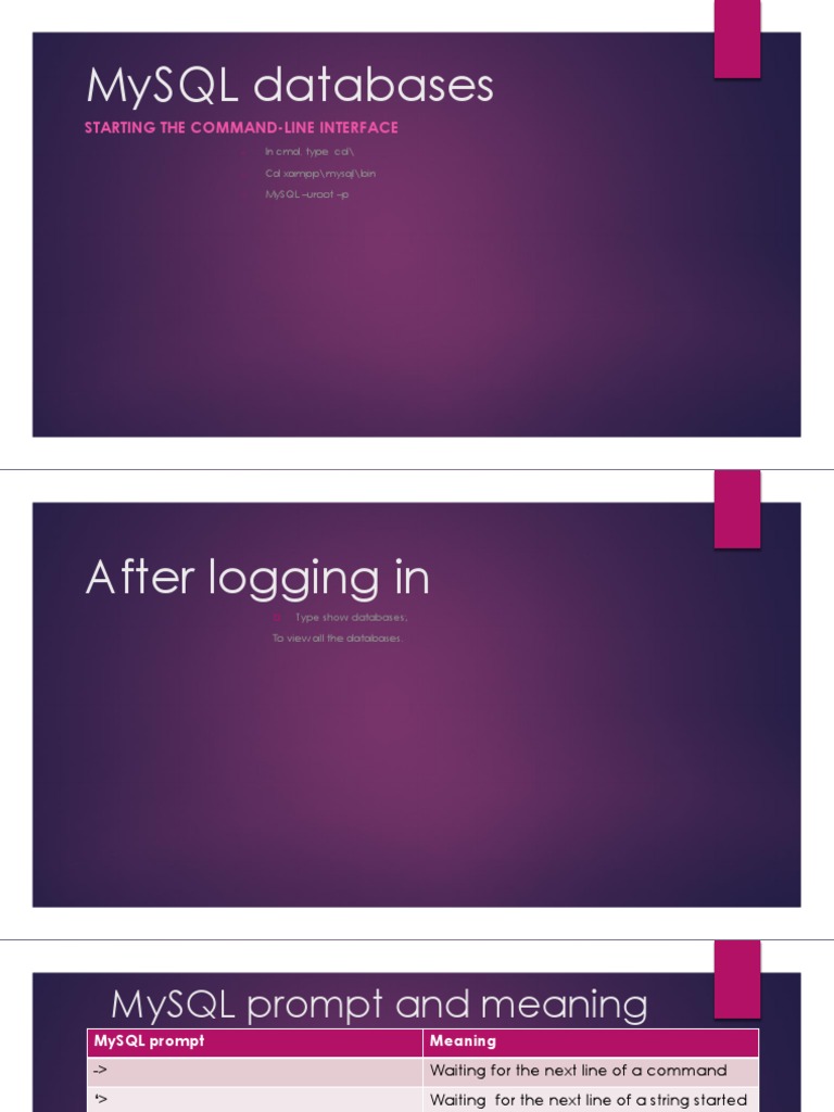 Mysql Databases: Starting The Command-Line Interface | PDF | Command ...