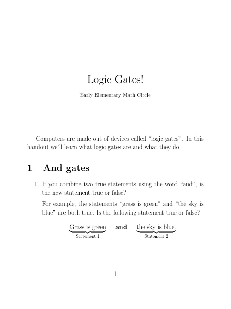 Logic Gates Notes and Excercises PDF | PDF | Logic Gate | Theoretical ...