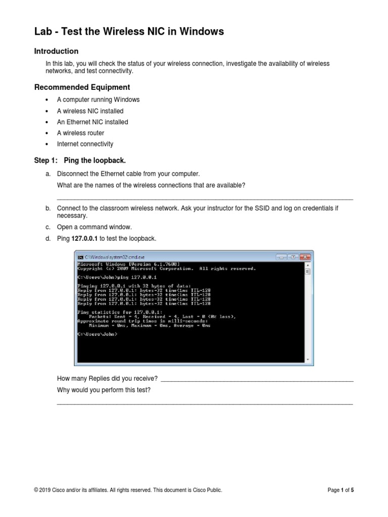 Test The Wireless NIC | PDF | Gateway (Telecommunications) | Computer ...