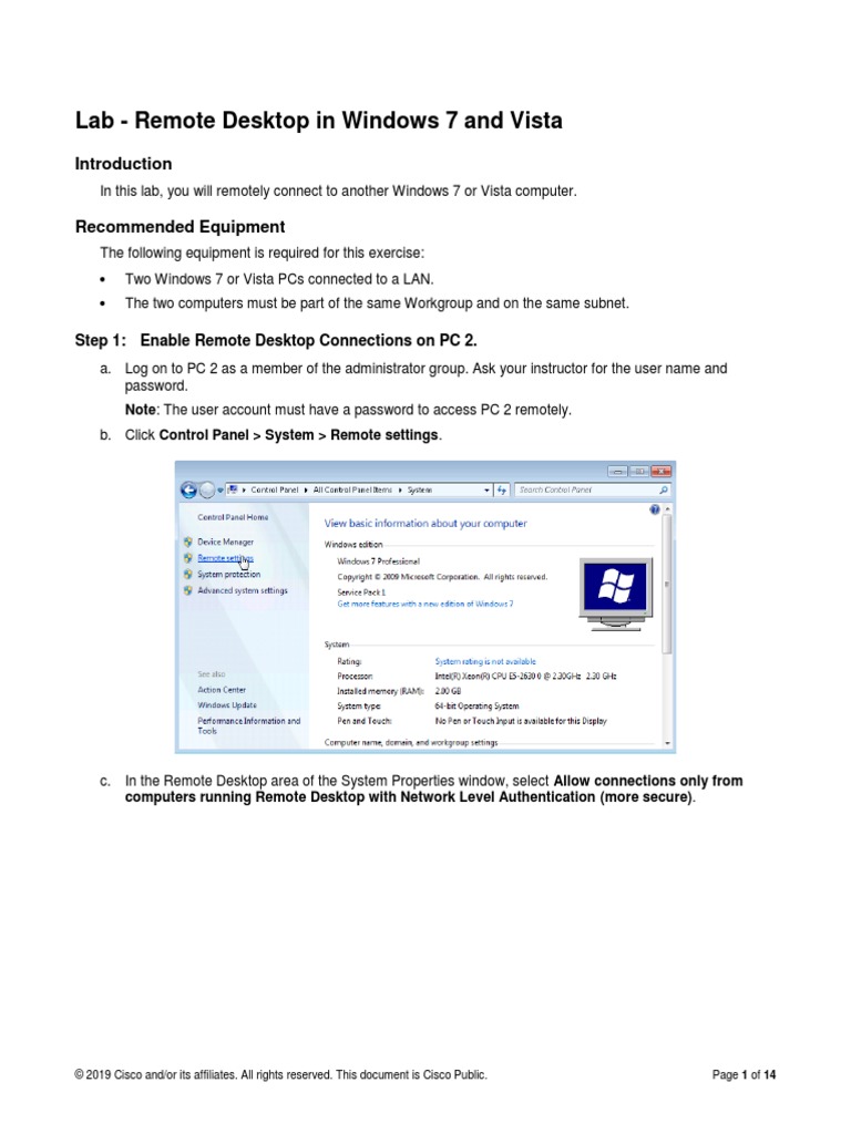 Remote Desktop in Windows 7 | PDF | Remote Desktop Services | Windows 7