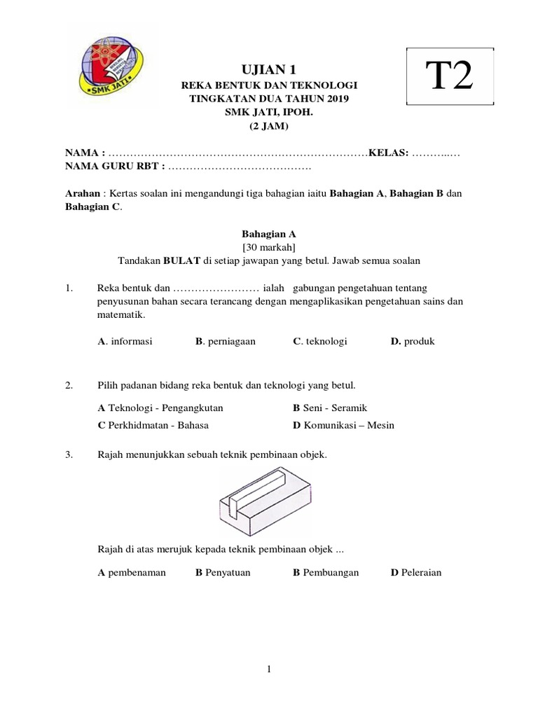Ujian 1 RBT Tingkatan 2 KSSM | PDF