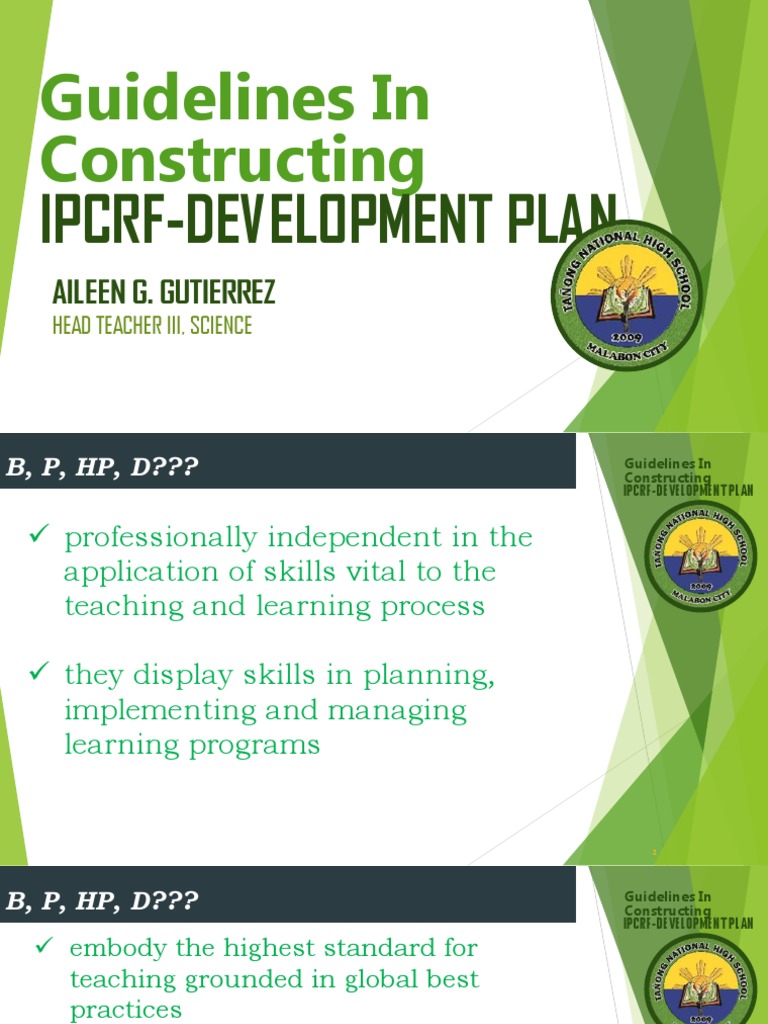 Guidelines in Constructing: Ipcrf-Development Plan | PDF | Teachers ...