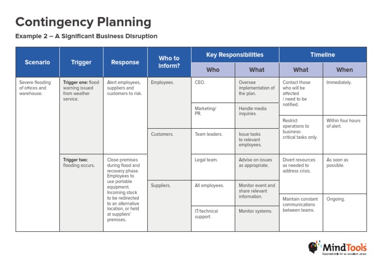 Contingency Planning Example2 | PDF | Supply Chain | Economies
