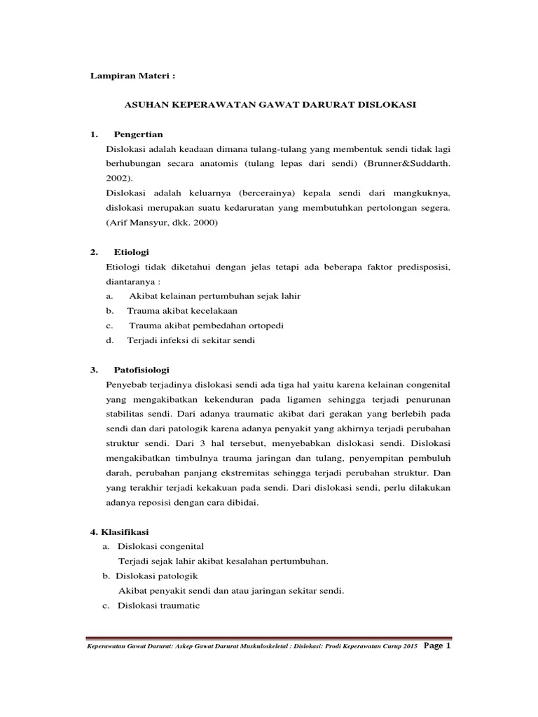 KGD Askep Dislokasi | PDF