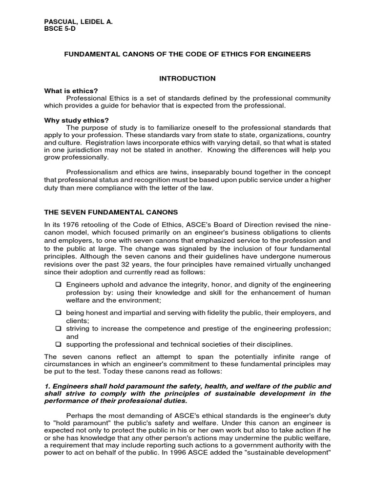 Fundamental Canons of The Code of Ethics For | PDF | Profession ... Fundamental Canons of The Code of Ethics For | PDF | Profession ...