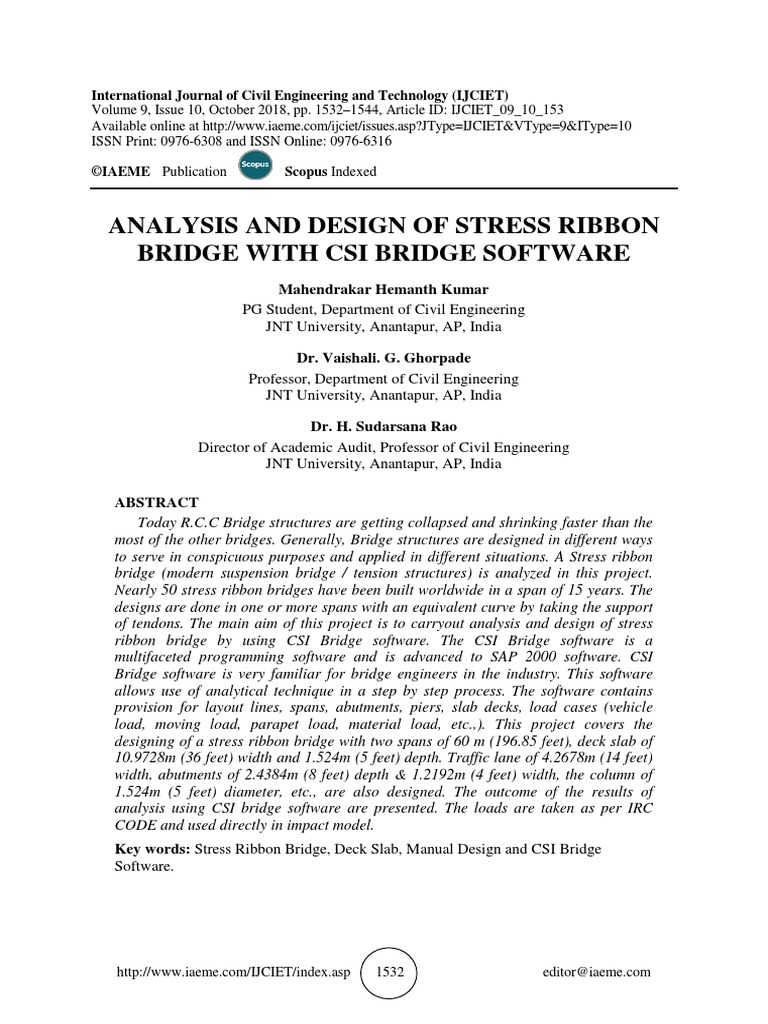 Analysis and Design of Stress Ribbon Bridge With Csi Bridge Software ...
