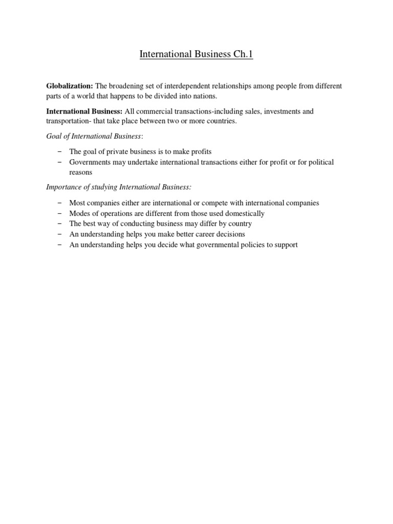 Understanding the Fundamentals of International Business: A ...