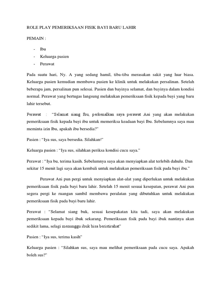 Role Play Pemeriksaan Fisik Bayi Baru Lahir | PDF