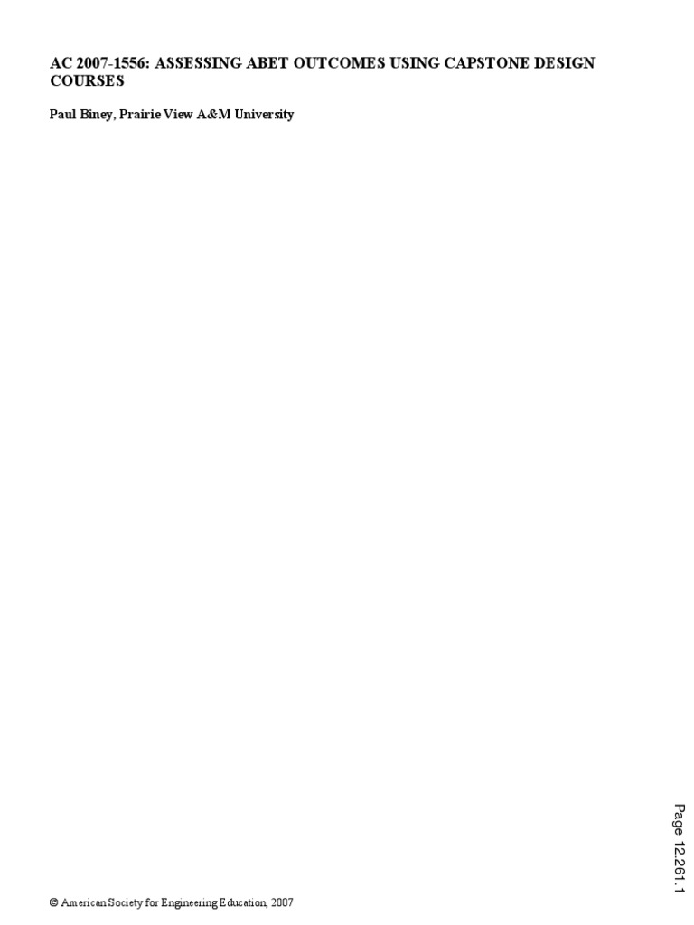 Assessing Abet Outcomes Using Capstone Design Courses | PDF ...