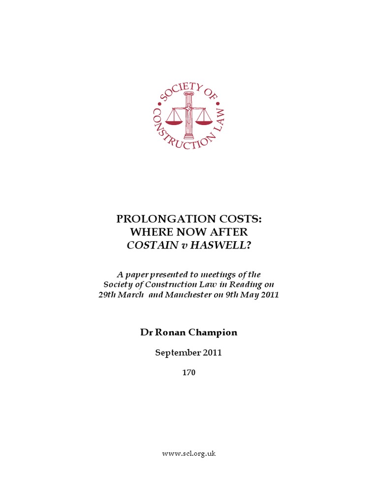 Prolongation Costs | PDF | Damages | Cost