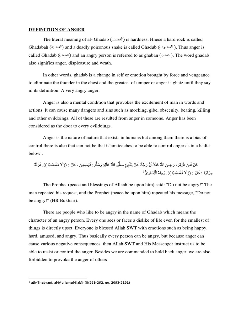 Definition of Anger | PDF | Anger | Religious Behaviour And Experience