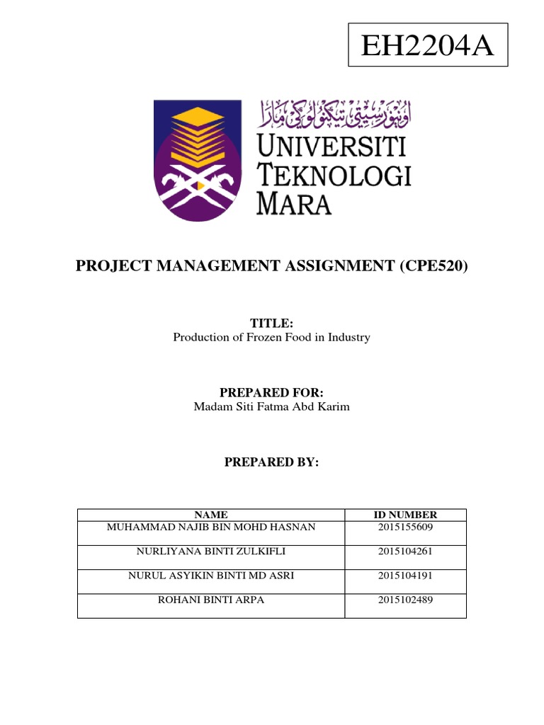 Frozen Food Production Project Report | PDF
