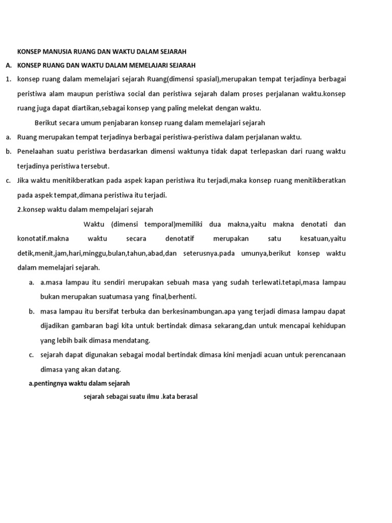 Konsep Manusia Ruang Dan Waktu Dalam Sejarah | PDF