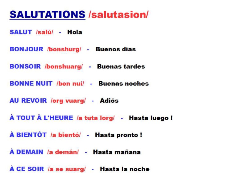 Saludos en Frances Pronunciacion | PDF