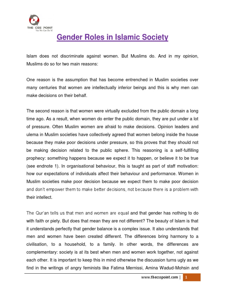 Gender Roles in Islamic Society | Wife | Marriage