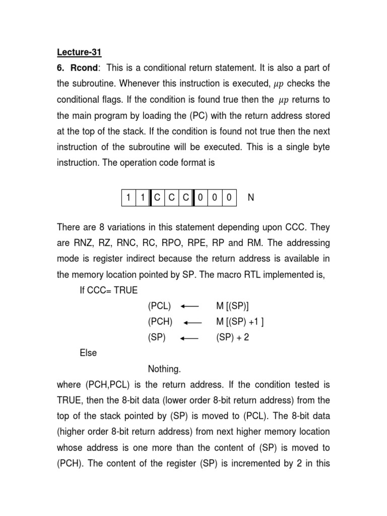 Lecture-31 6. Rcond: This Is A Conditional Return Statement. It Is Also A Part of | PDF ...