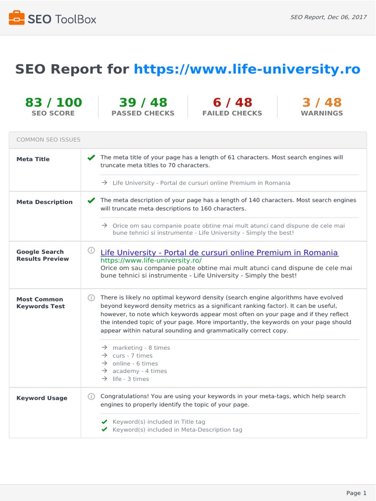 Seositecheckup Report | PDF | Search Engine Optimization | Web Page