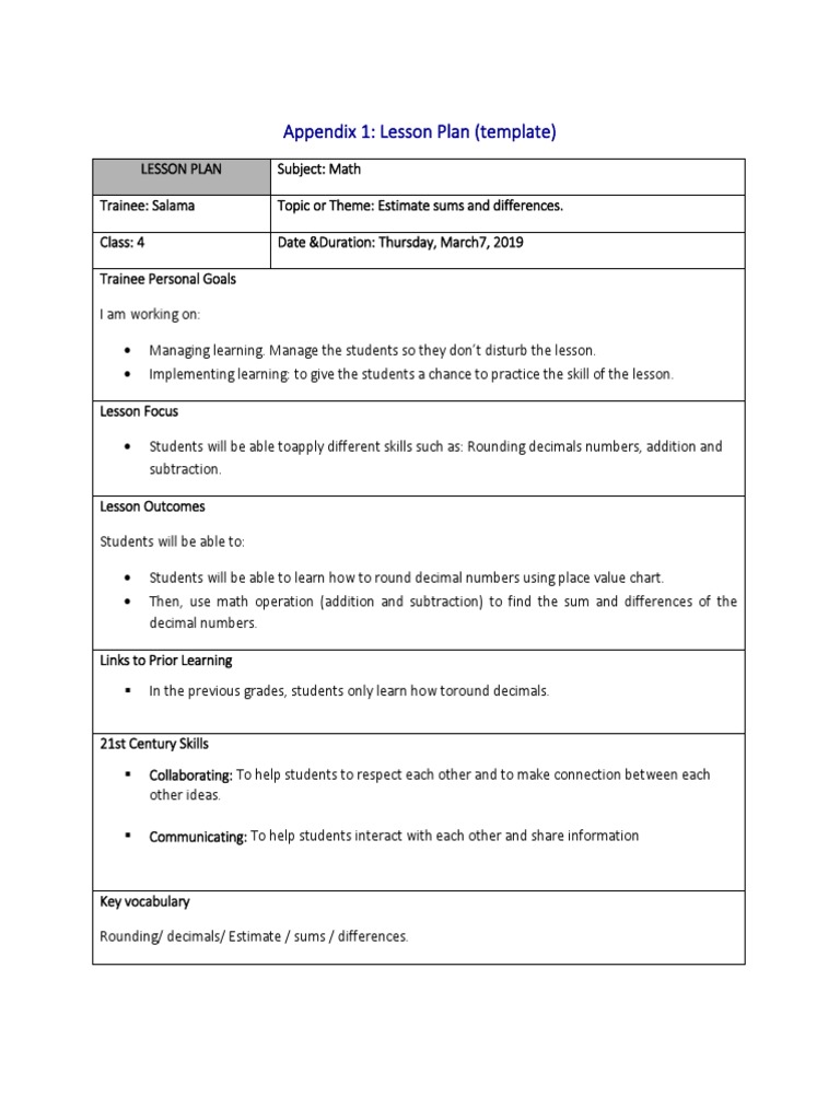 Estimate Sums and Differences | PDF | Lesson Plan | Subtraction