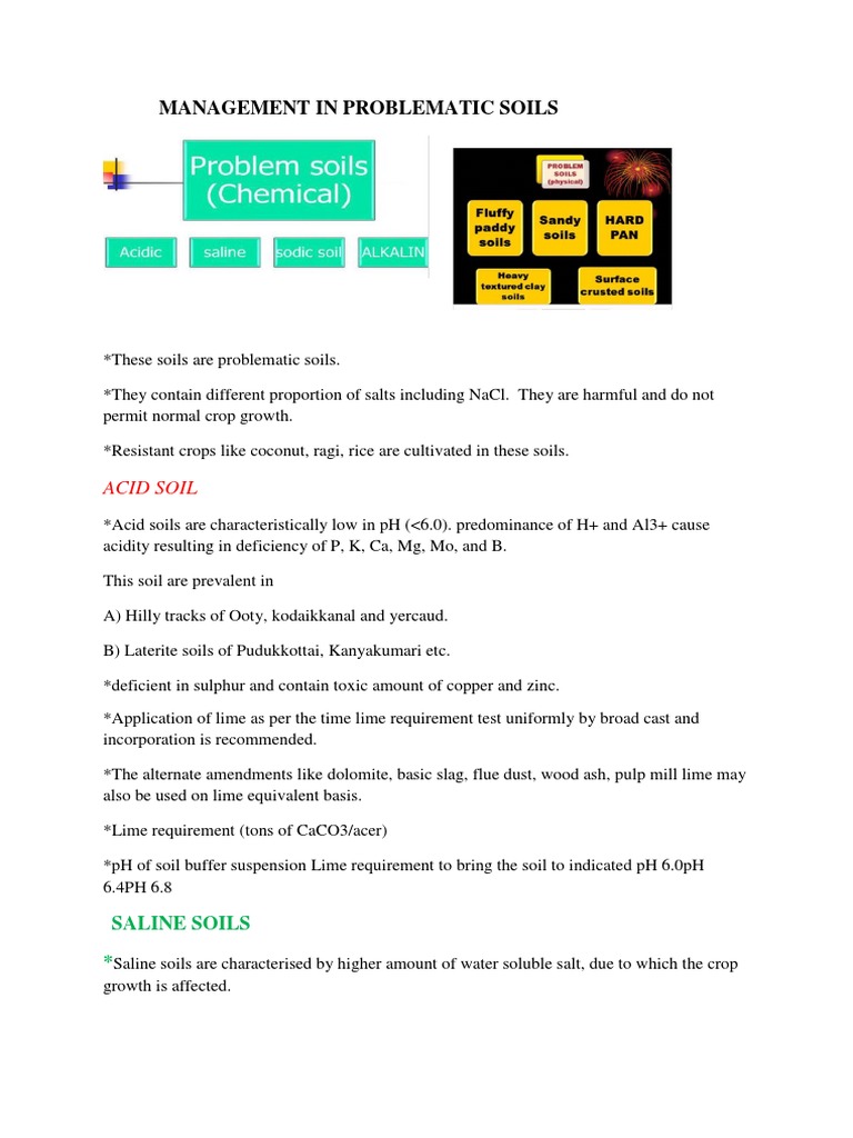 Management in Problematic Soils | PDF | Soil | Horticulture And Gardening