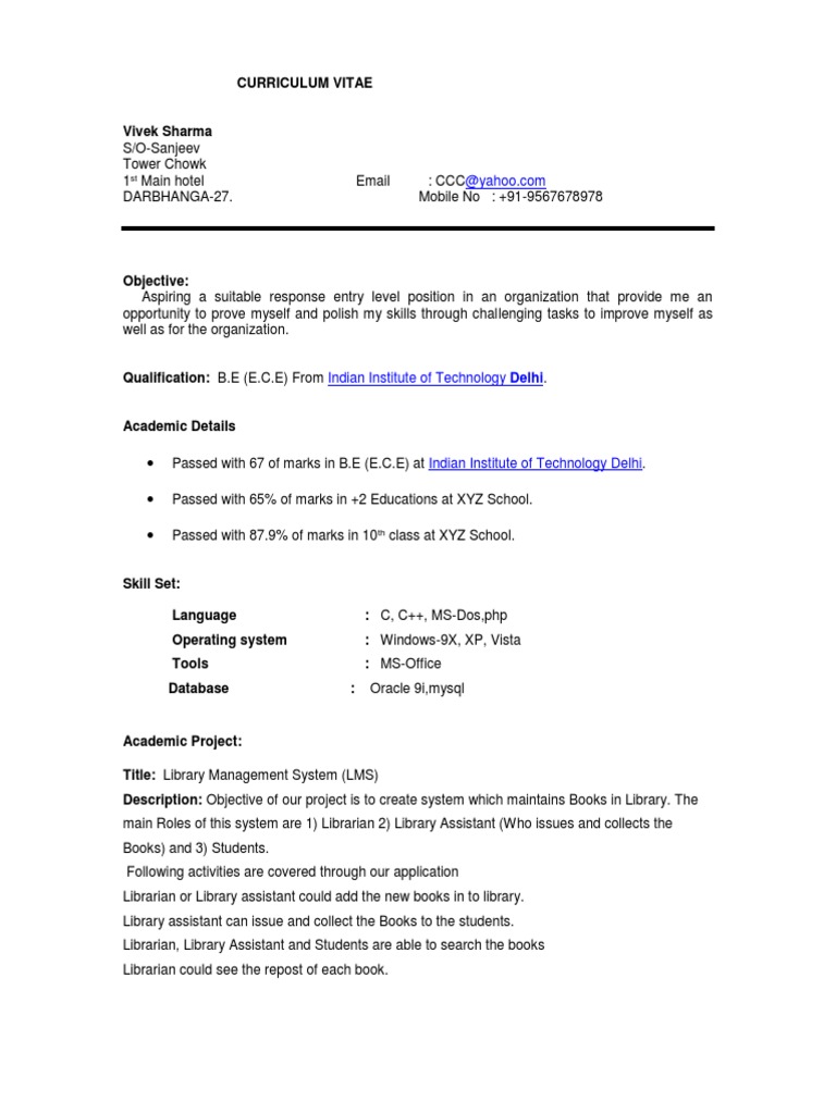Basic Professional Fresher Resume Template | PDF | Libraries | Computing