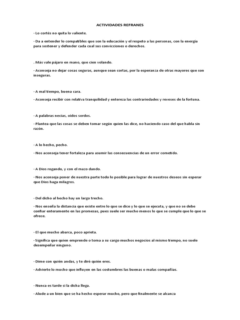 Actividad Refranes | PDF