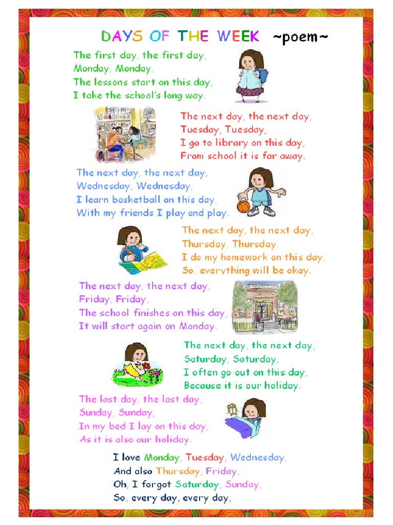 Days of The Week Poem 2606 | PDF