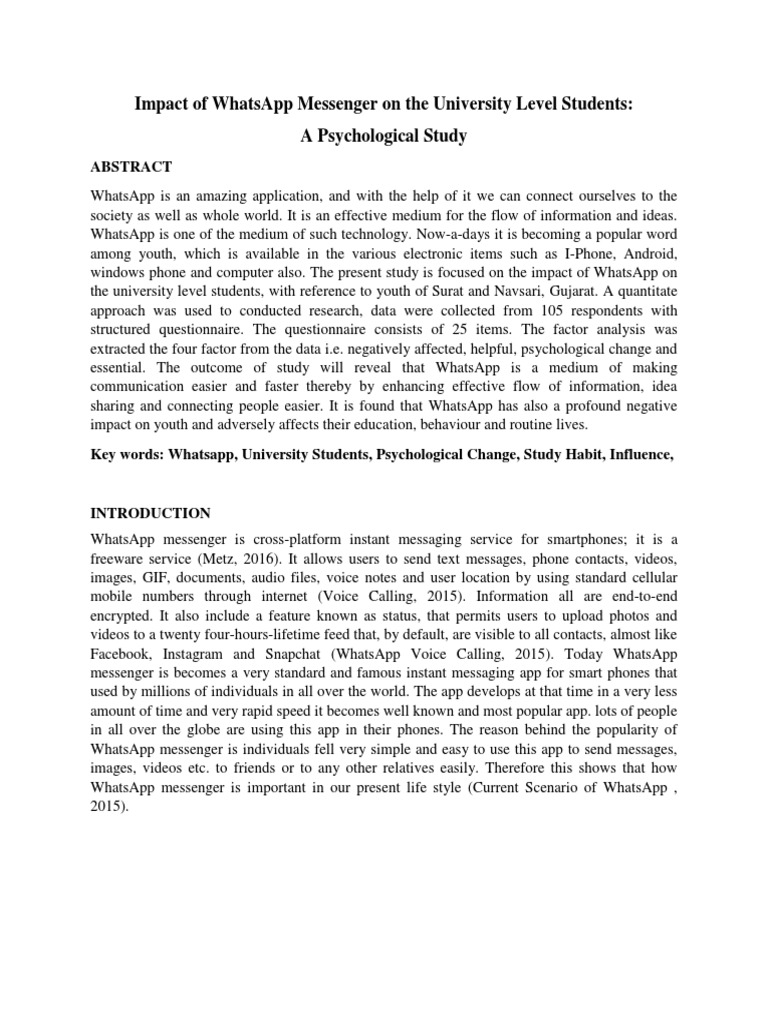 WhatsApp's Impact on University Students | PDF | Factor Analysis | F Test