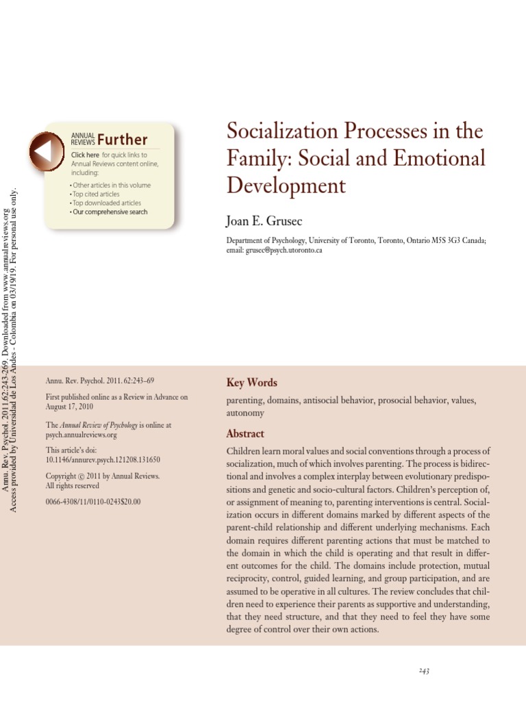 Grusec - 2011 - Socialization Processes in Family | PDF | Heritability | Socialization