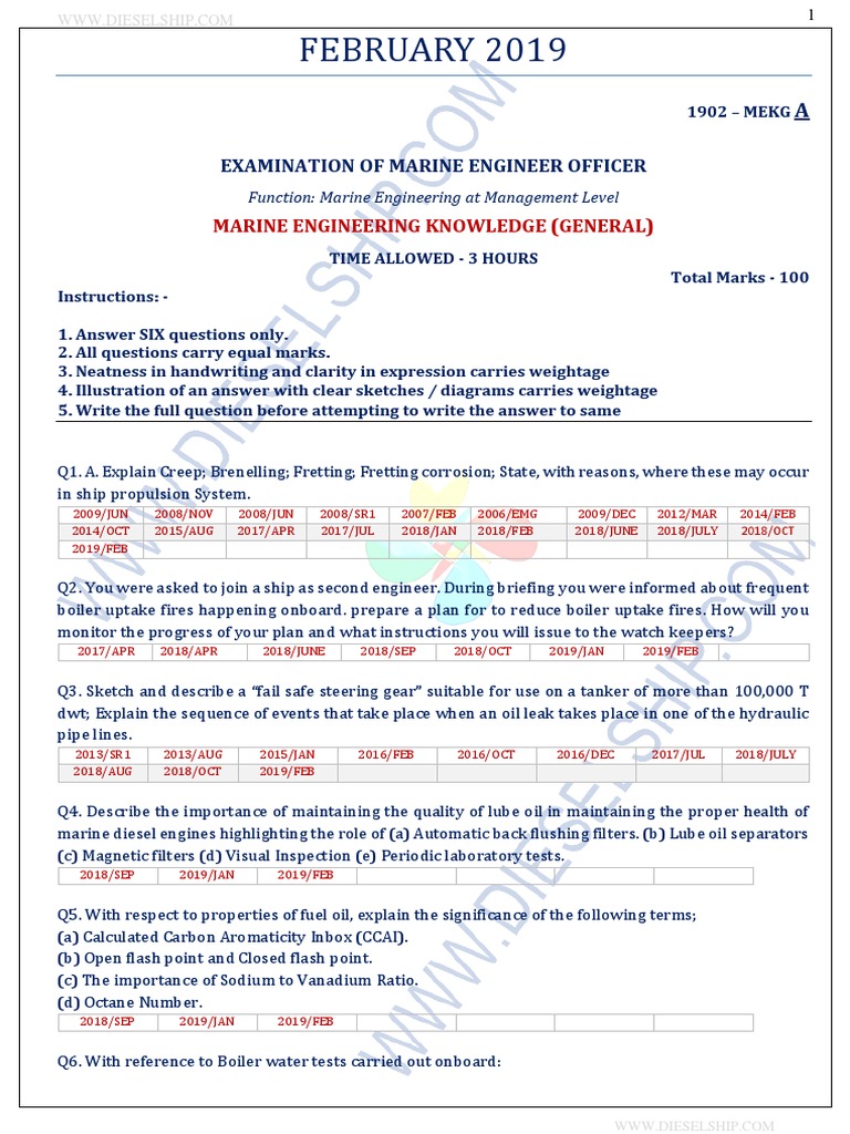 MEO Class 2 Question | PDF | Fuel Oil | Materials