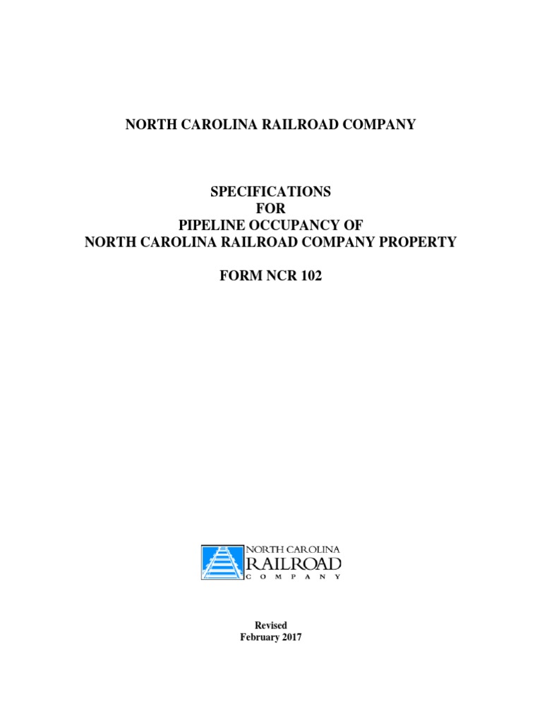 Specifications for Pipeline Occupancy of North Carolina Railroad ...