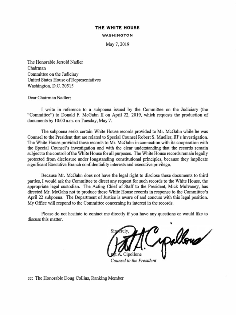 White House Letter To Congress | PDF | Politics