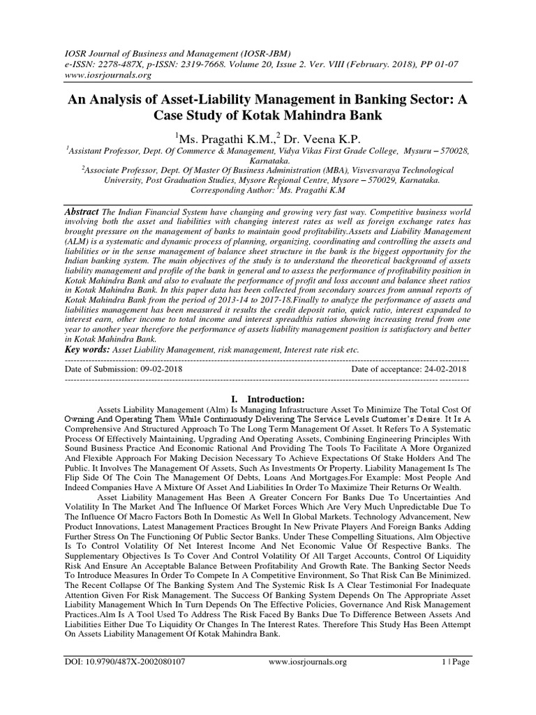Asset-Liability Management in Banking Sector | PDF | Market Liquidity ...