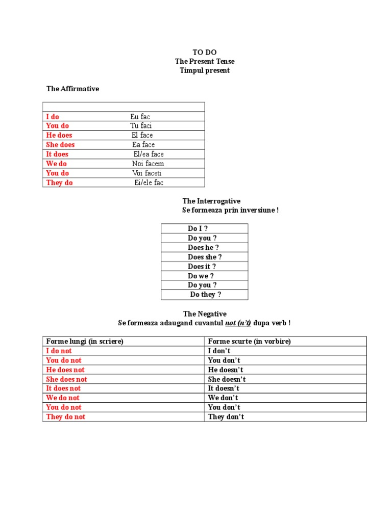 To DO-present Tense | PDF