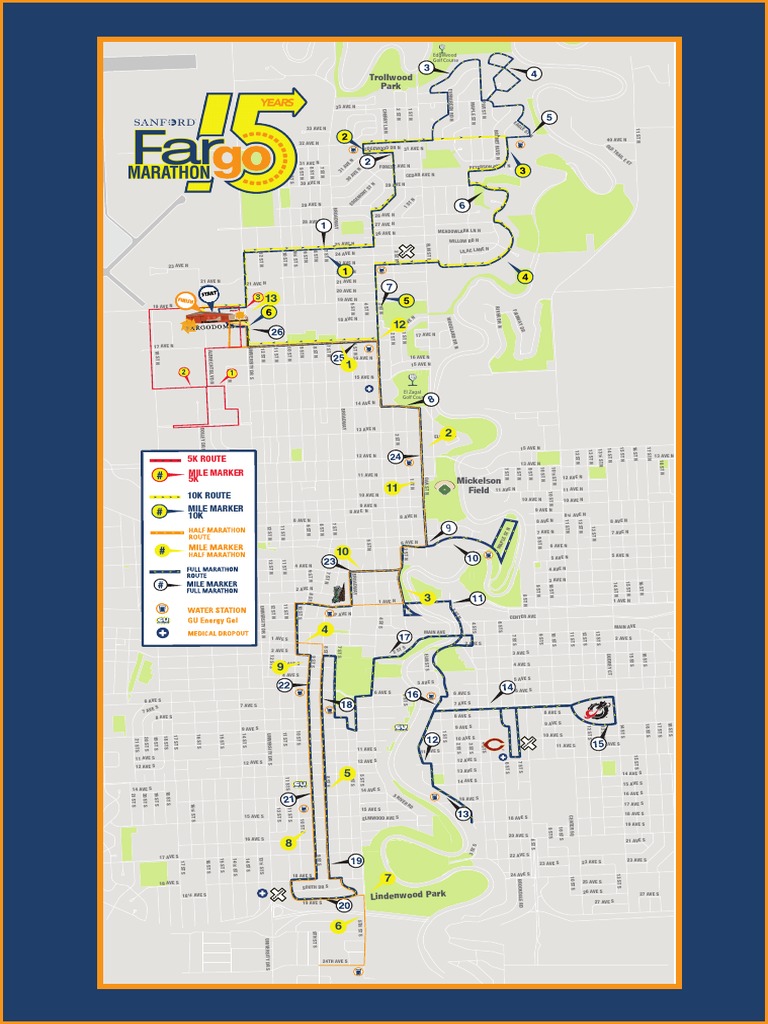 Combined Fargo Marathon Routes | PDF | Leisure | Precision Sports