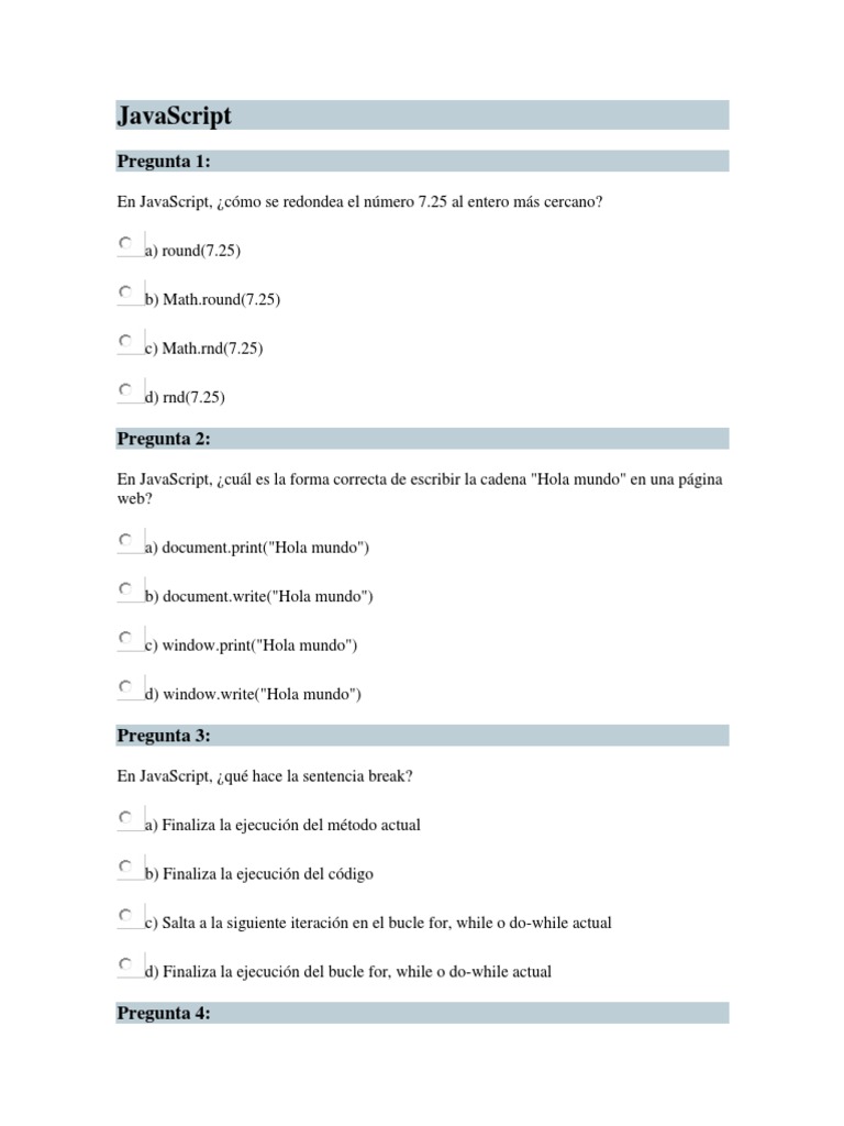 Examen de - JavaScript Completo | PDF | Script Java | HTML