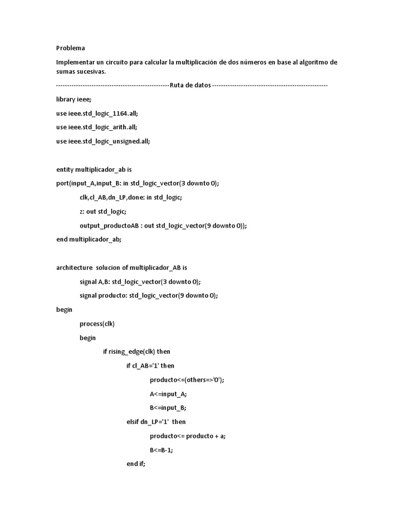 Diseño Digital Multiplicador Con Sumas Sucesivas | PDF | Áreas de informática | Programación de ...