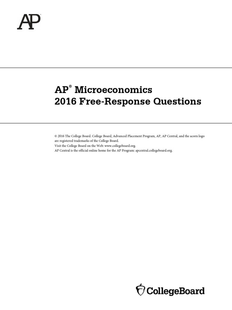 AP Microeconomics 2016 Free-Response Questions | PDF | Economic ...
