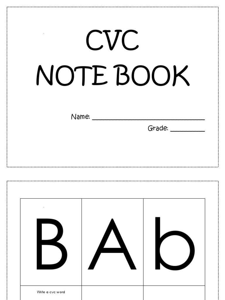 CVC Note Book: Name: - Grade | PDF | Language Arts & Discipline ...