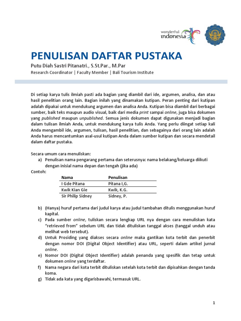 Ketentuan Dan Contoh Penulisan Dapus | PDF
