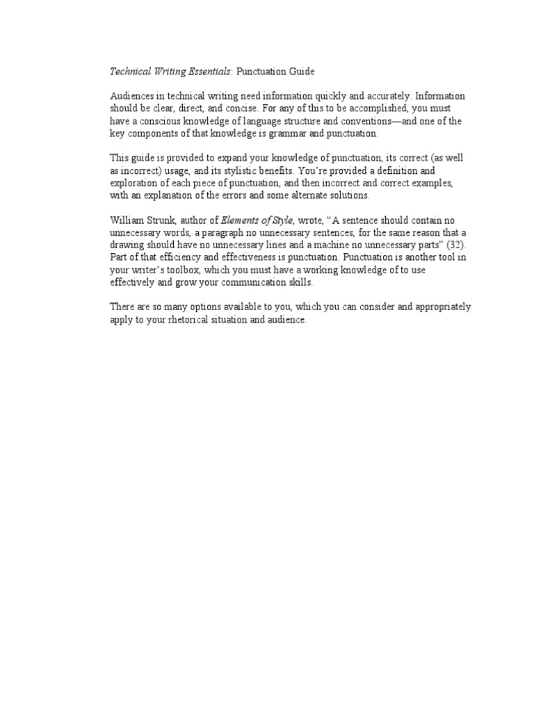 Technical Writing Essentials Punctuation Guide 2018 | PDF | Bracket ...